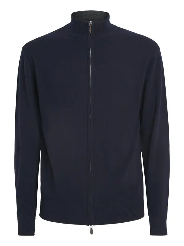 N.peal Organic Cashmere Knightsbridge Zip-up Cardigan - Navy