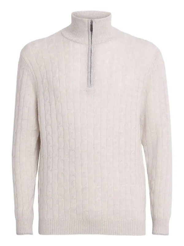 N.peal Organic Cashmere Albemarle Half-zip Sweater - Grey