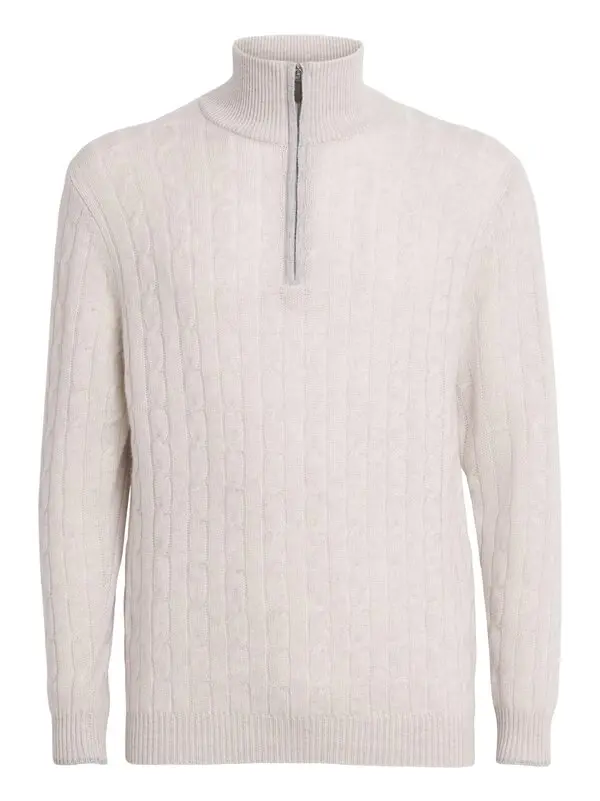 N.peal Organic Cashmere Albemarle Half-zip Sweater - Grey