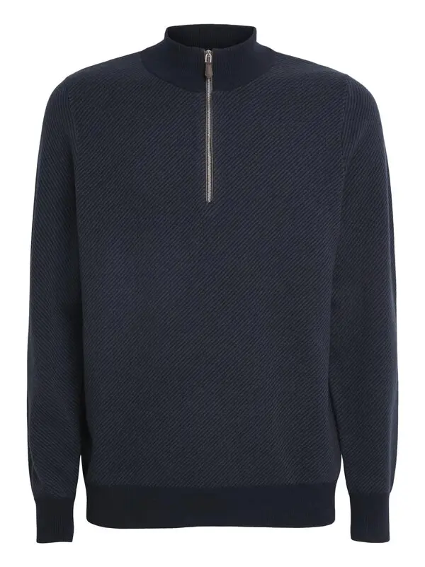 N.peal Cashmere Quarter-zip Sweater - Navy