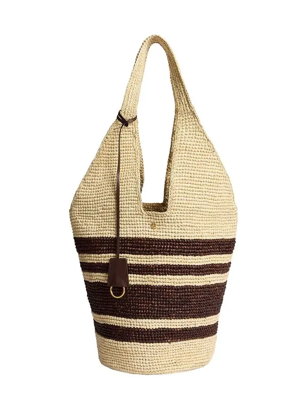 ANINE BING Raffia Stripe Leah Tote Bag - Beige