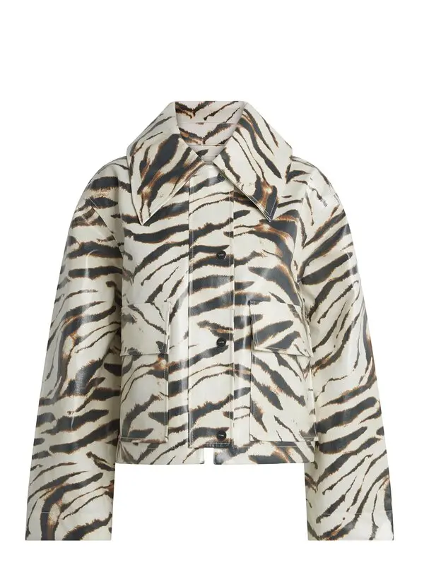GANNI Laminated Zebra Jacket - Ivory