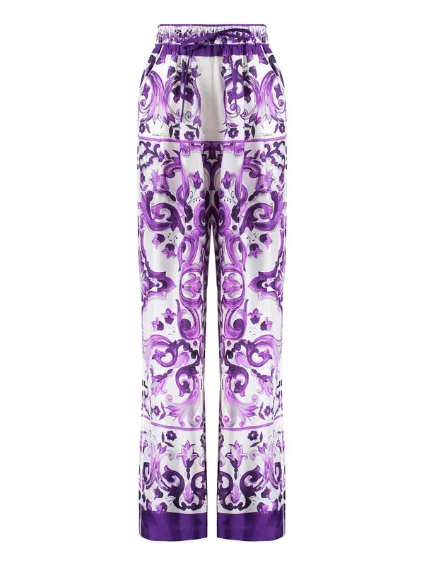 Dolce & Gabbana Printed Silk Twill Tailored Trousers - Multicolor