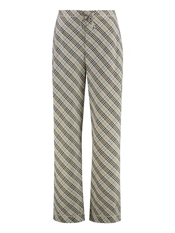 Burberry Check Motif Cotton Trousers For - Grey