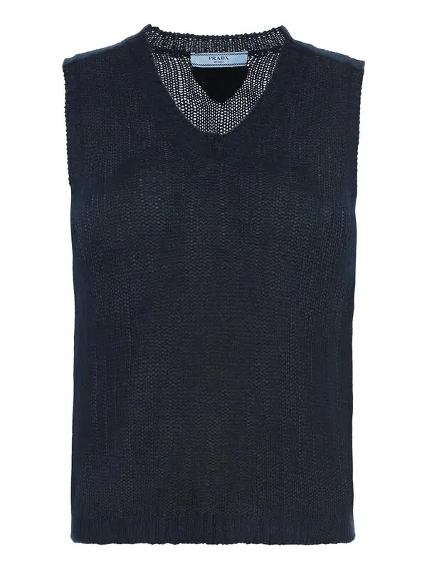 Prada Ribbed Cashmere Knit Vest - Blue