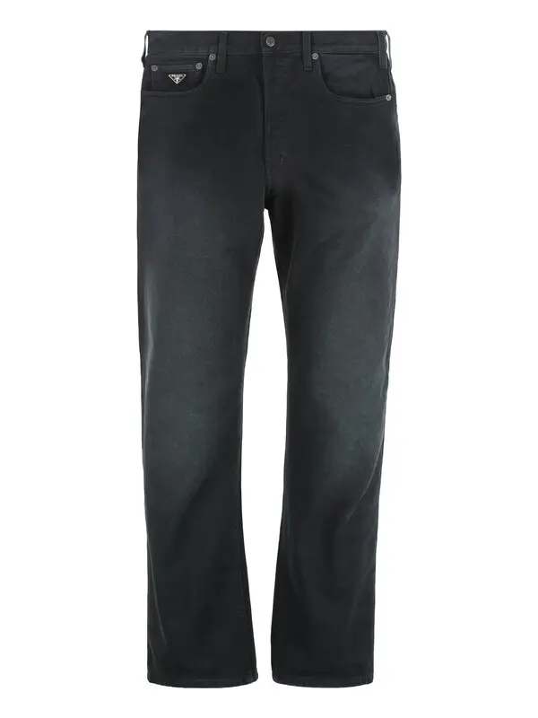 Prada Straight-leg Jeans With Engraved Logo Hardware - Black