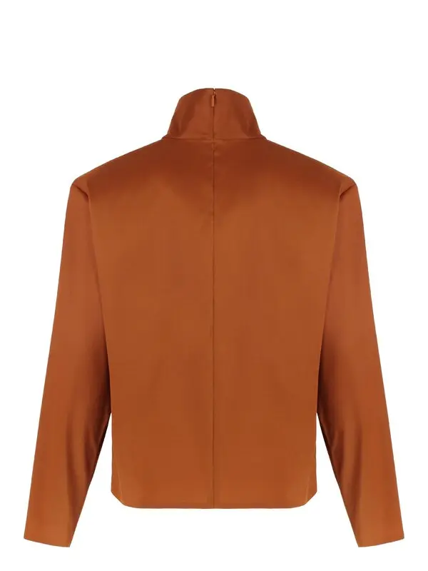 Saint Laurent High-collar Mixed-silk Blouse - Brown