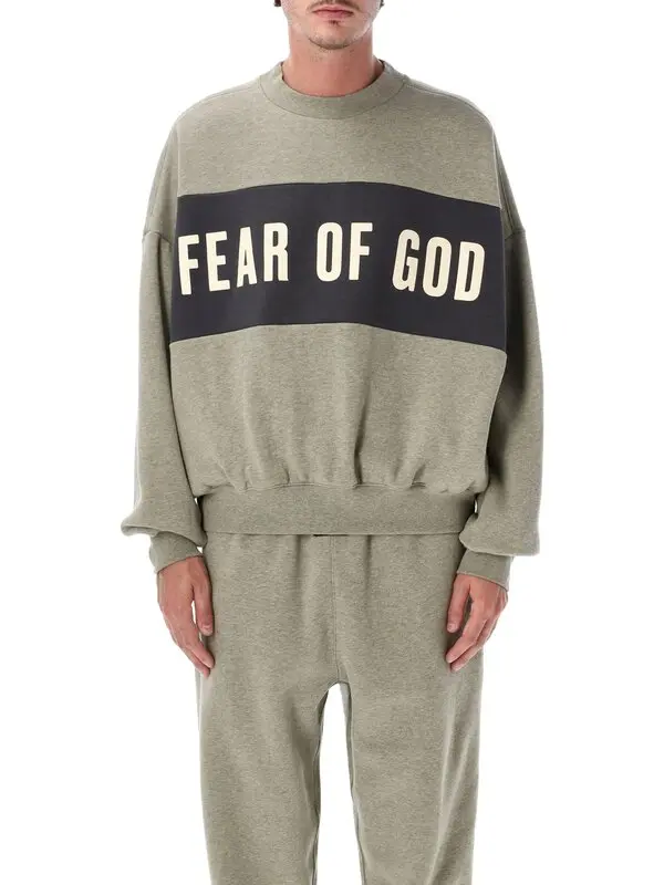 Fear Of God Cropped Fleece Sweatshirt With Logo Detail - Seal Heather