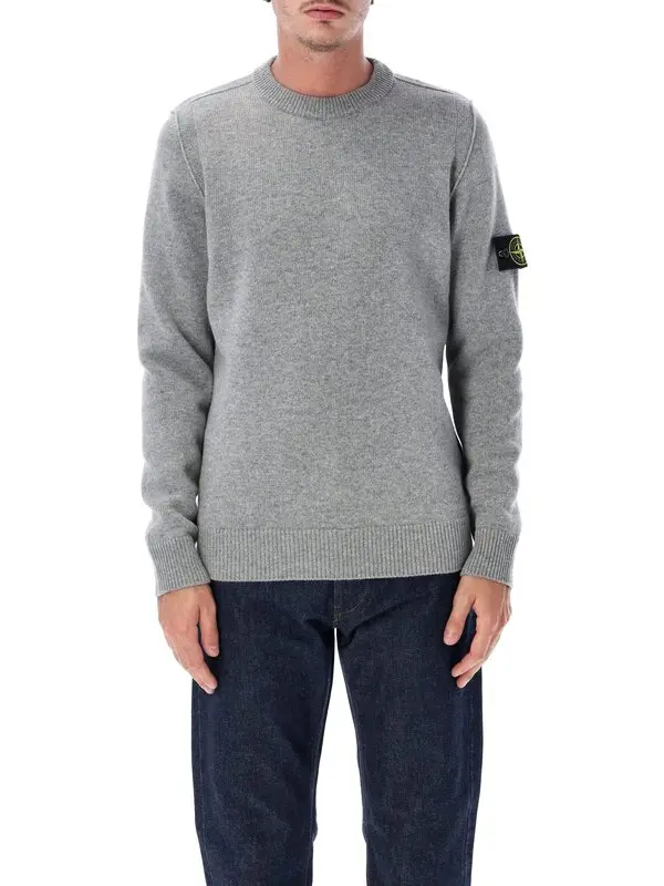 Stone Island Wool-blend Crewneck Jumper With Reverse Stocking-stitch - Grigio