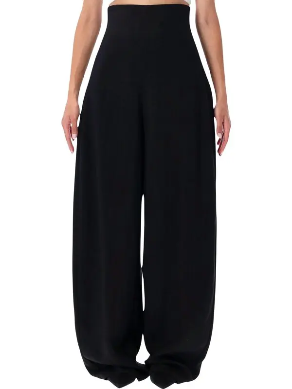 Alaïa High-rise Sculptural Wide-leg Tailored Trousers - Nero