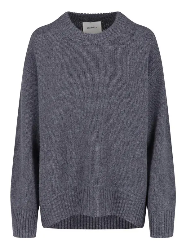 LISA YANG 100% Cashmere Crew Neck Sweater - Grey