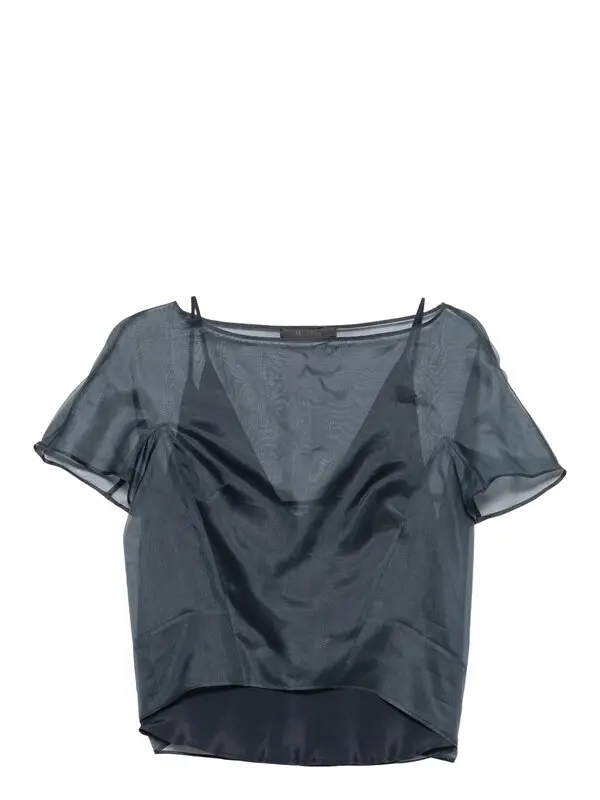 Max Mara Silk Kimono Sleeve Top With Matching Camisole - Blu