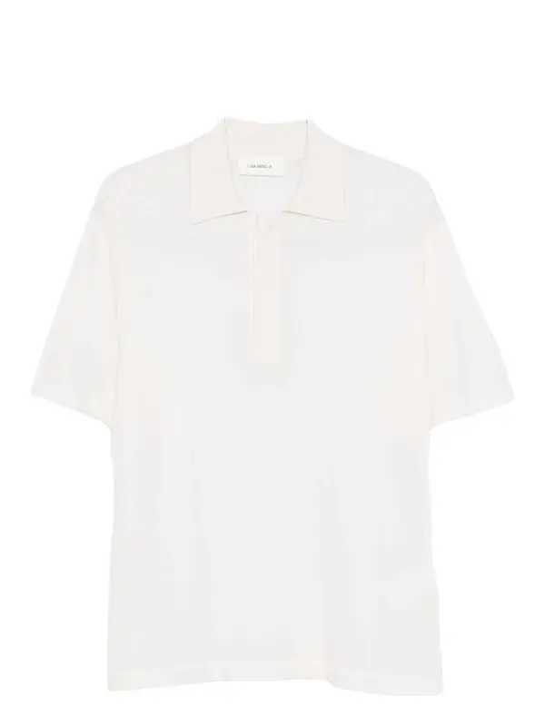 LISA YANG Cashmere Ribbed Knit Button-front Polo Shirt, Size - Bianco