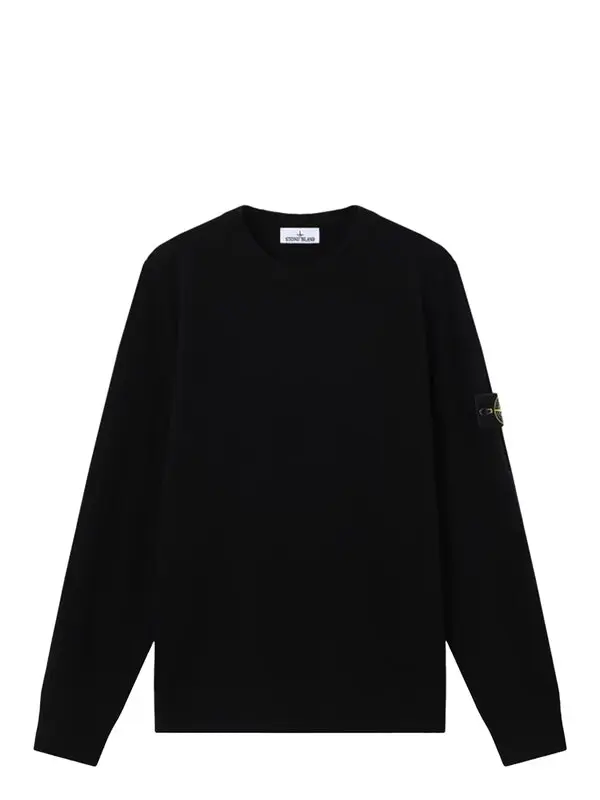 Stone Island Full-zip Virgin Wool Knit Sweatshirt - Nero