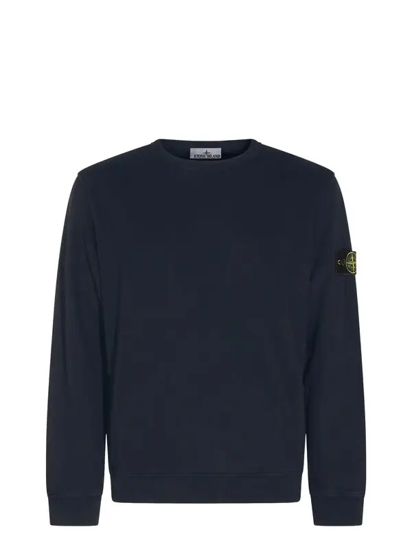 Stone Island Crewneck Sweatshirt With Fleece Lining - Blu