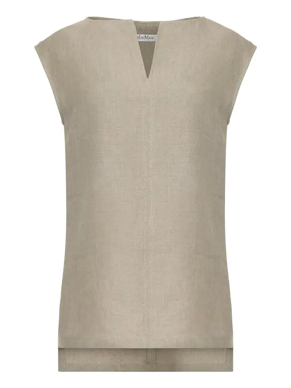 Max Mara Linen Blouse With Side Slits - Beige