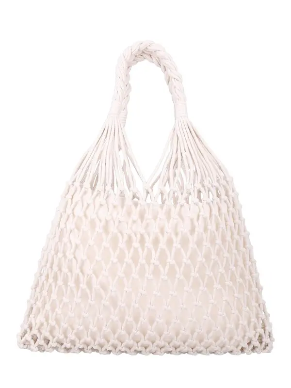 THE FRANKIE SHOP Naia Macramé Mini Shoulder Bag With Removable Pouch - Beige