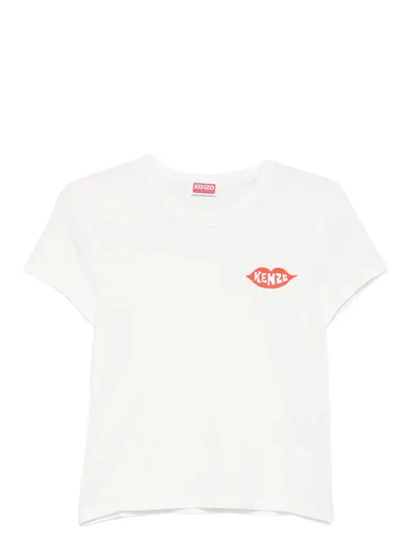 Kenzo Embroidered Cotton Crew Neck T-shirt - Bianco
