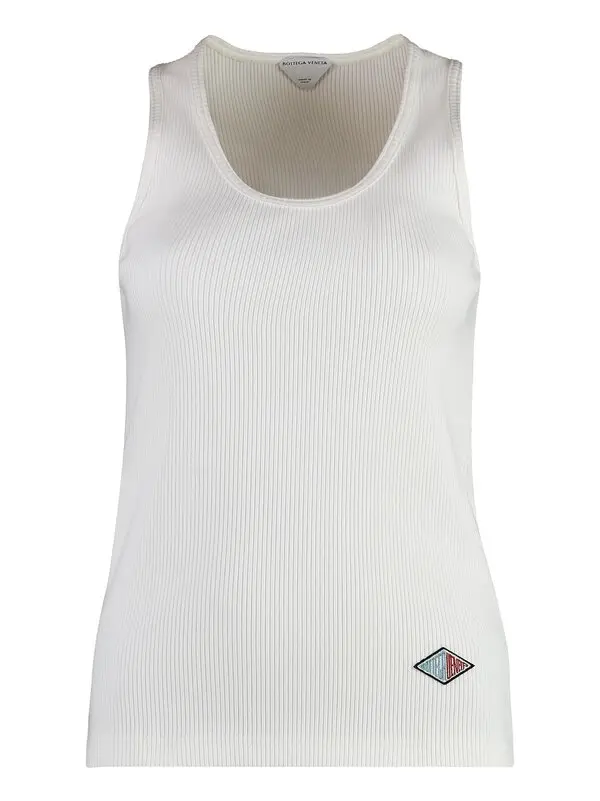Bottega Veneta Ribbed Stretch Cotton Tank Top - White
