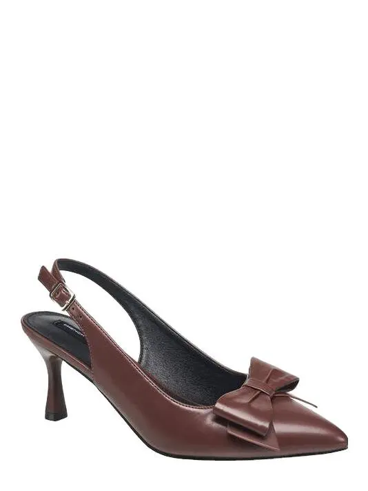 French Connection Bianca Oversized Bow Kitten Heel - Brown