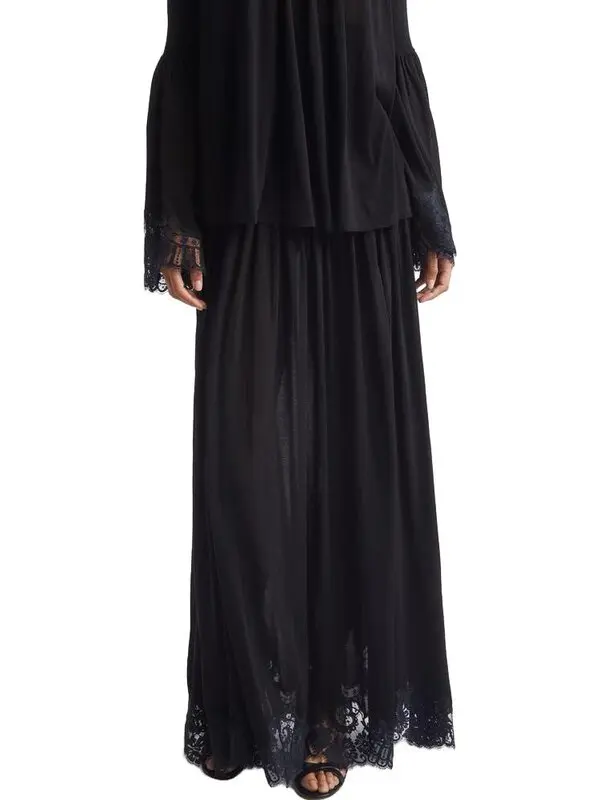 Zimmermann Valiant High Waist Lace Trim Maxi Skirt - Black