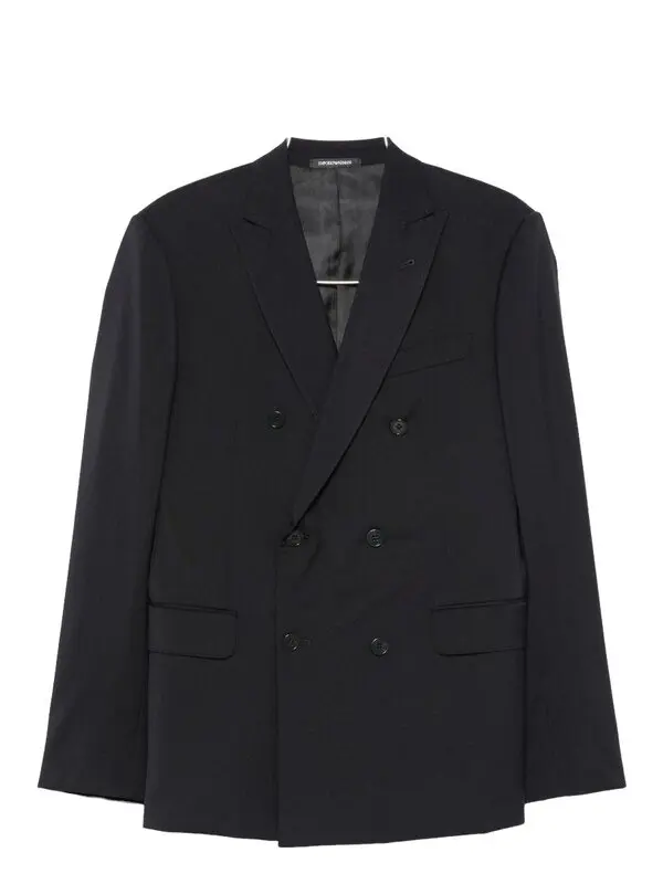 Emporio Armani Wool Double-breasted Suit - Black
