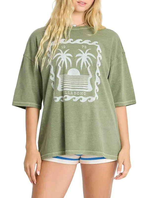 BILLABONG Wave Stamp Graphic T-shirt - Army Green