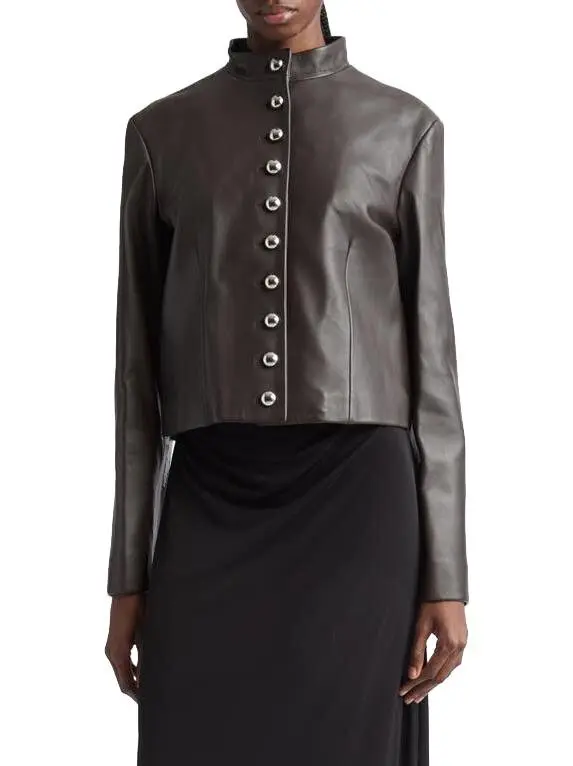 Altuzarra Dixon Leather Cropped Jacket - Fudge