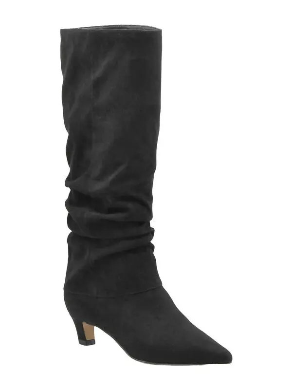 CHARLES DAVID Access Slouch Pointed Toe Kitten Heel Boot - Black