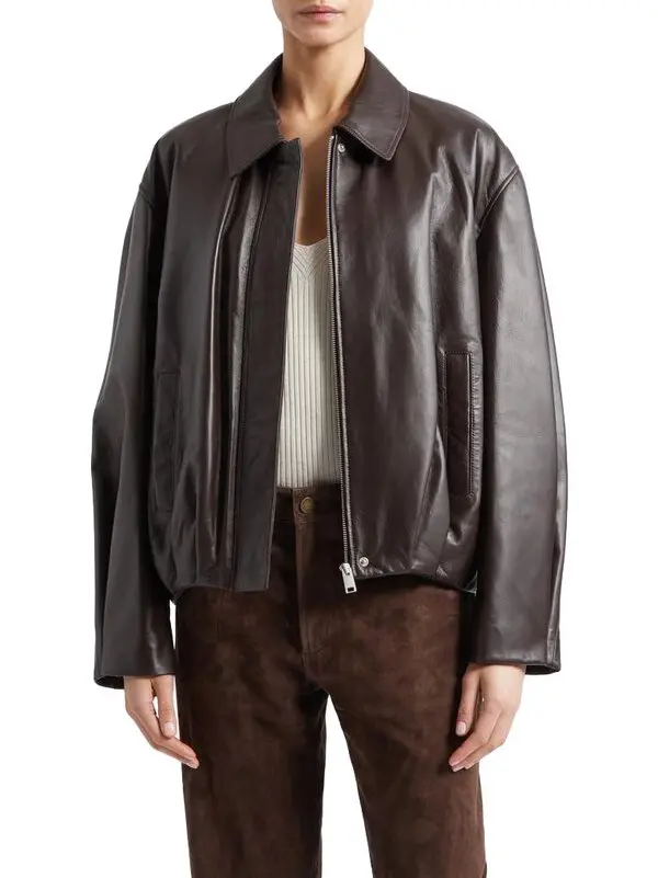 ARMA Melis Leather Bomber Jacket - Coffee Bean