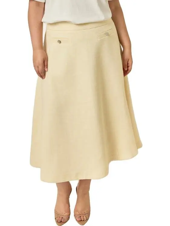 Endless Rose Tweed A-line Maxi Skirt - Butter