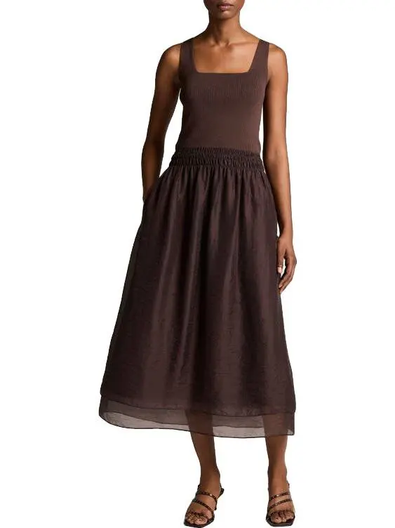 Vince Square Neck Sleeveless Midi Dress - Iron