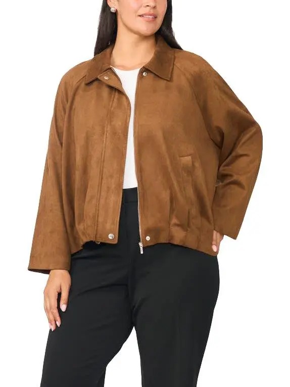 Vince Camuto Faux Suede Raglan Sleeve Jacket - Toasted