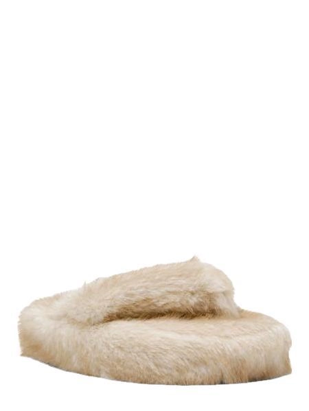 Steve Madden Fizzy Faux Fur Slide Sandal - Natural