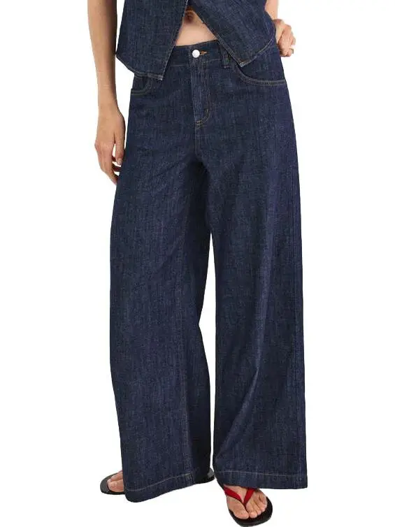 Mango Wide Leg Rinse Wash Jeans - Open Blue