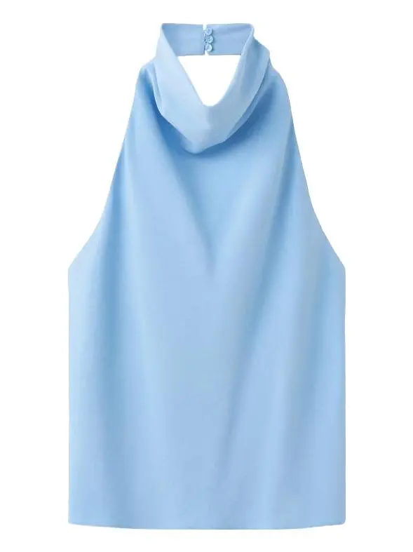 Mango Draped Halter Top - Sky Blue