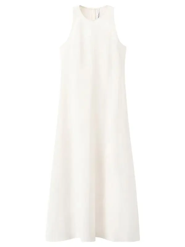 Mango A-line Midi Dress With Stitching Detail - Ecru