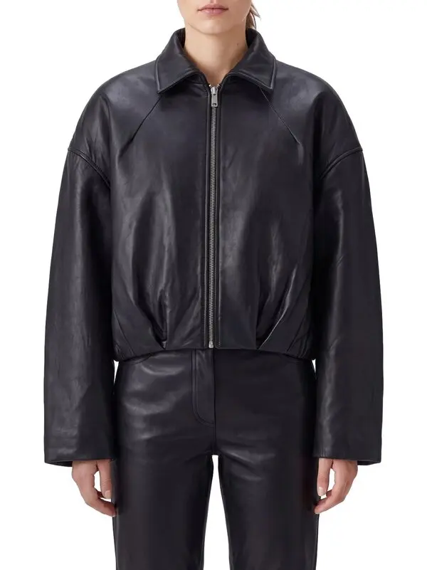 ROTATE BY BIRGER CHRISTENSEN Leather Zip-up Jacket - Black