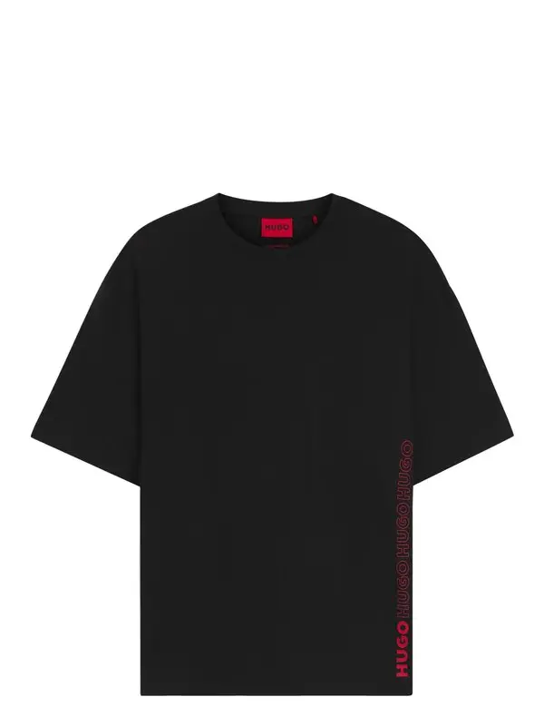 Hugo Oversized-fit Cotton T-shirt With All-over Logo Print - Black