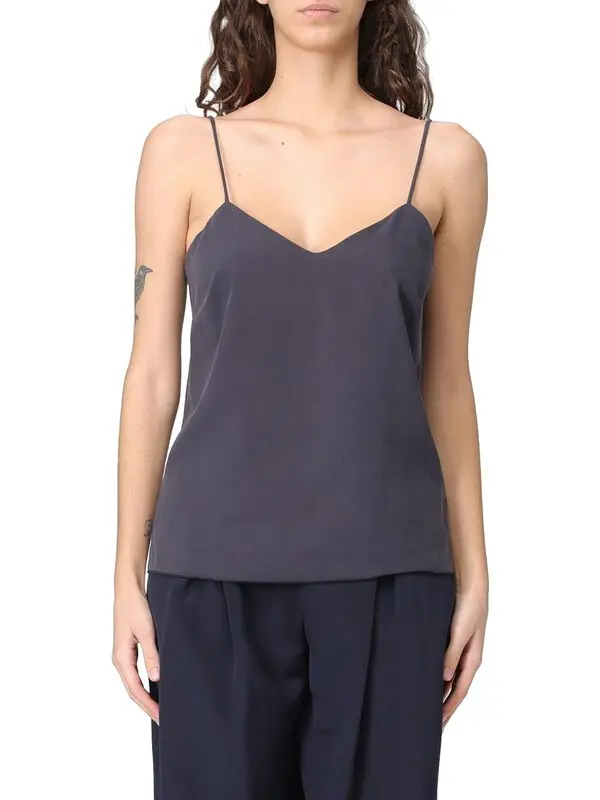 Max Mara Spaghetti Strap V-neck Top - Gray
