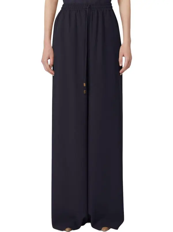 Max Mara Silk Wide Leg Trousers - Blue