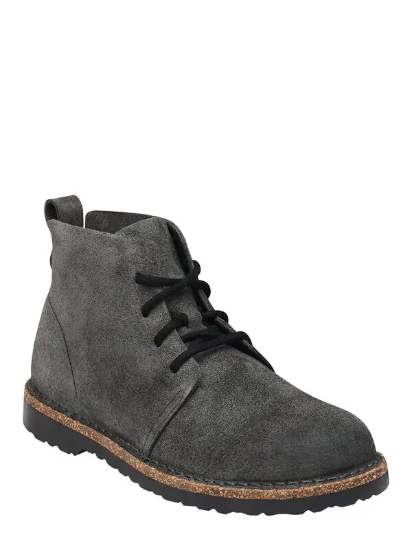 BIRKENSTOCK Uppsala Mid Suede Leather Lace Up Boots - Charcoal