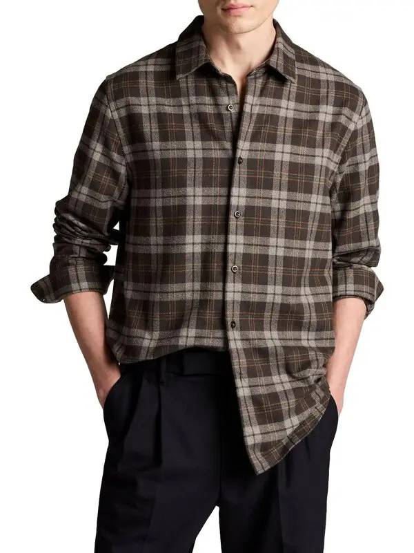 Vince Tom Plaid Cotton Button-front Shirt - Arabica Combo