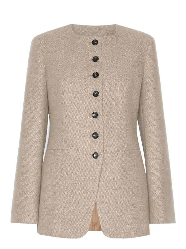 Max Mara Cashmere Crew-neck Jacket - Sand