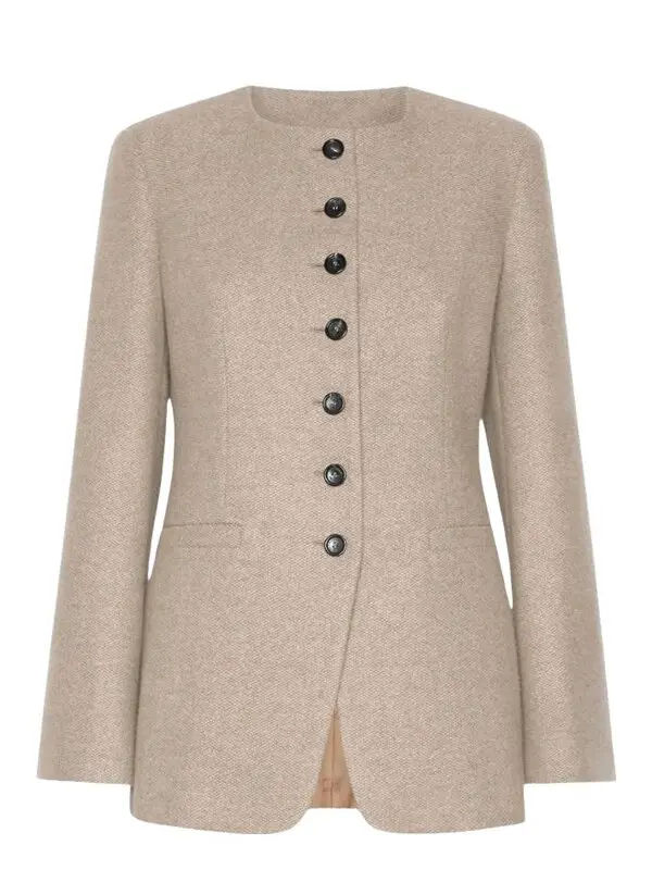 Max Mara Cashmere Crew-neck Jacket - Sand