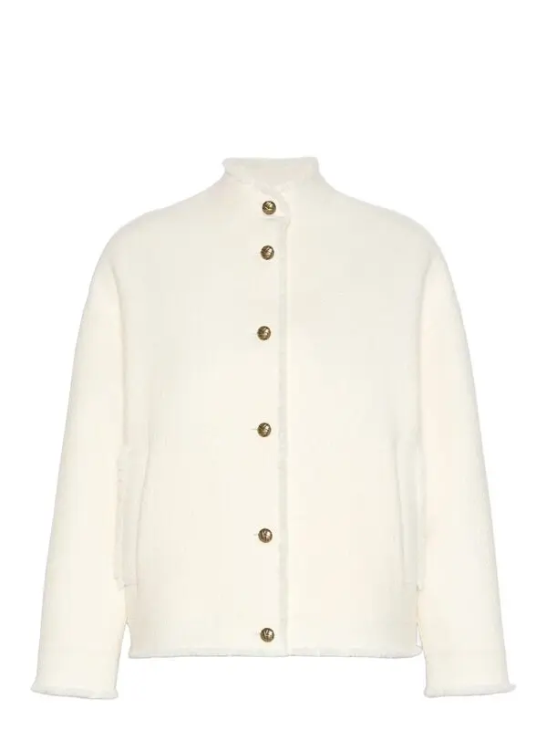 Max Mara Double Jersey Wool Bomber Jacket - White