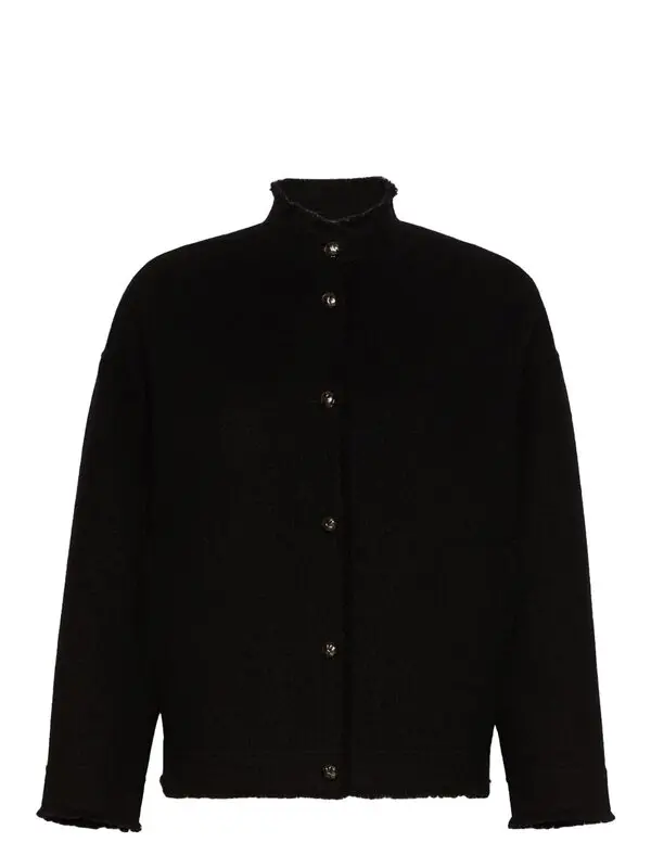 Max Mara Double Jersey Wool Bomber Jacket - Black