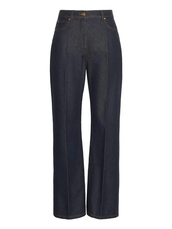 Max Mara Denim-look Cotton Barrel-leg Trousers - Midnightblue