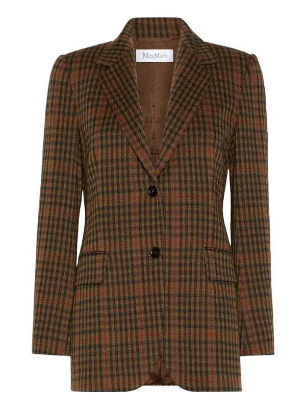 Max Mara Single-breasted Glen Plaid Jersey Blazer - Tobacco