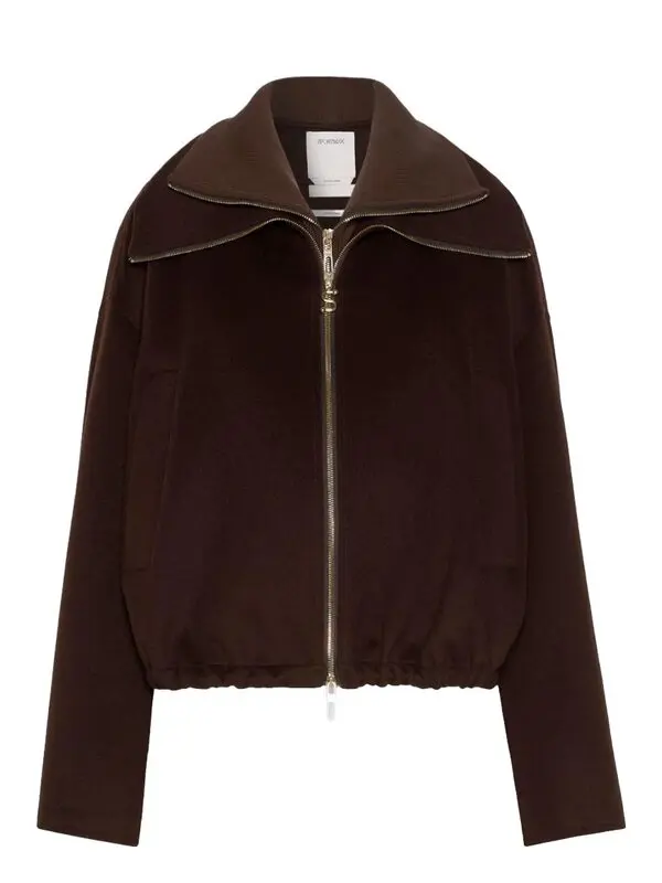 Max Mara Wool Bomber Jacket With Removable Bib - Chocolate